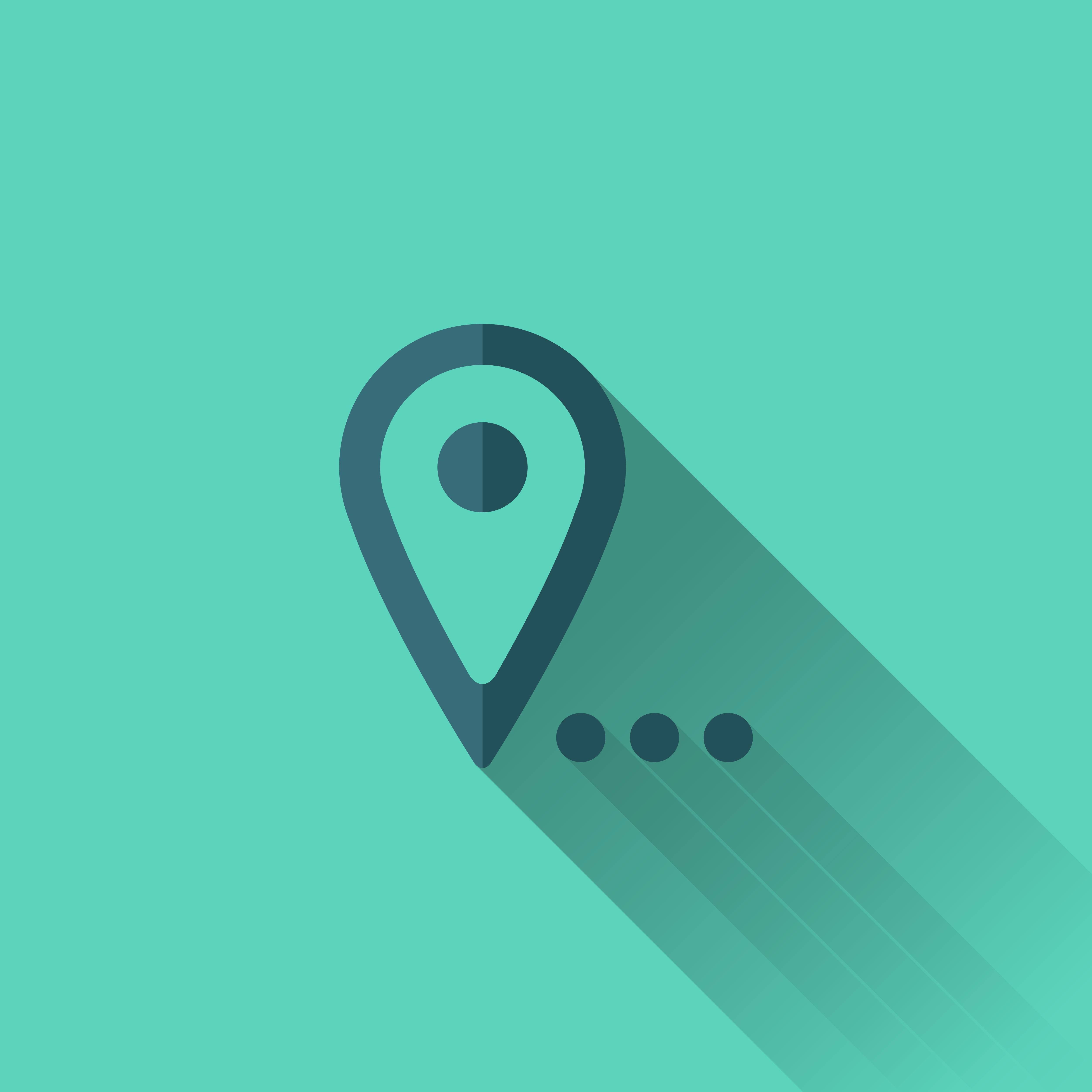 Blue map pointer icon. Flat design